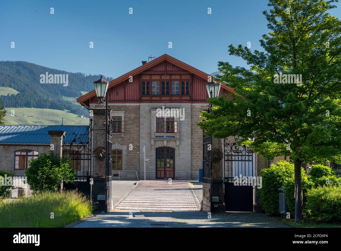 Toblach, South Tyrol, Bolzano province, Italy. Toblach train station ...