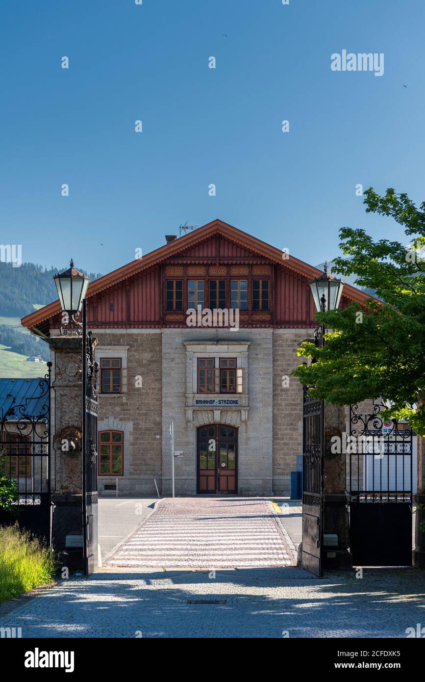 Toblach, South Tyrol, Bolzano province, Italy. Toblach train station ...