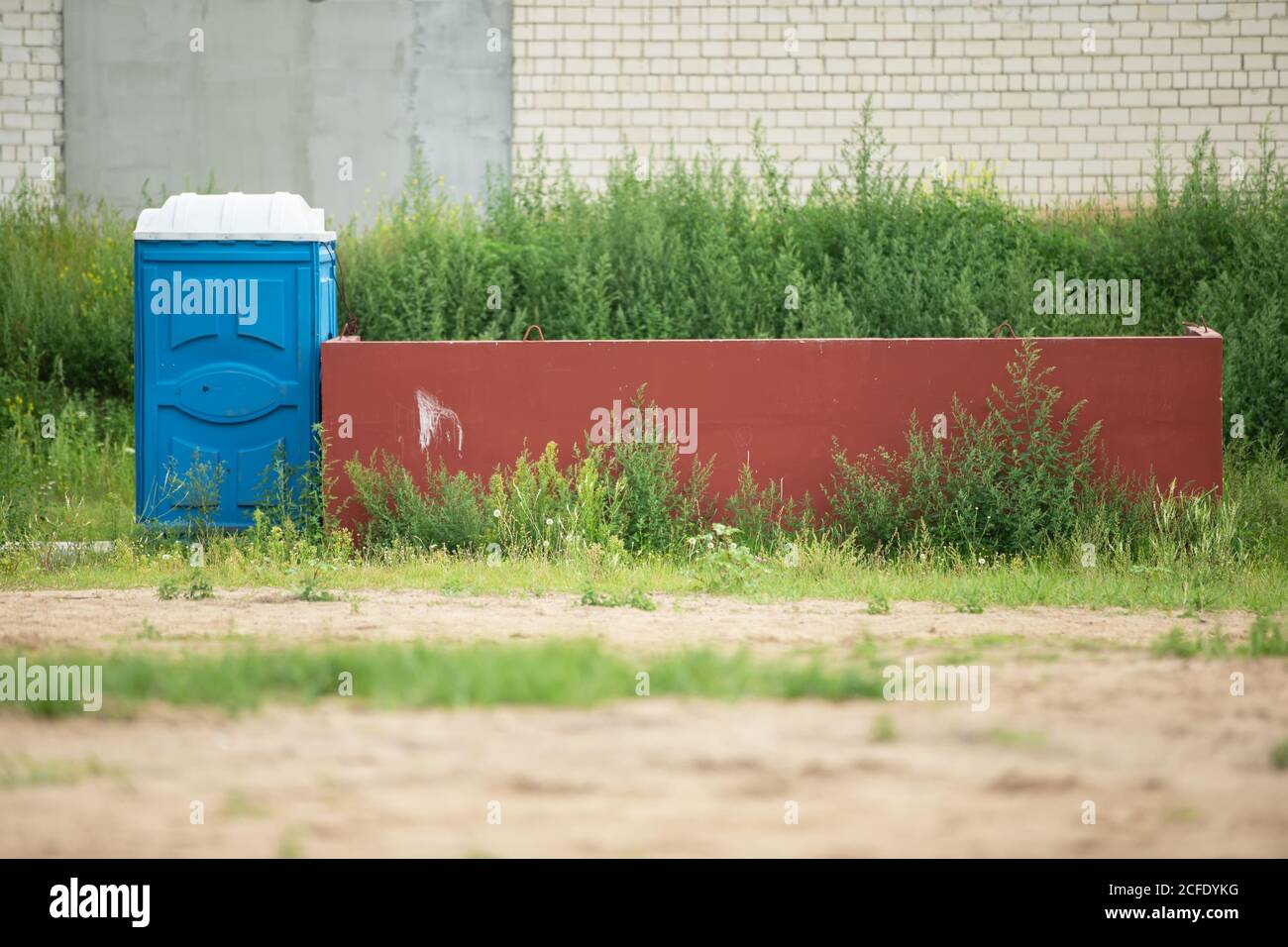 Ecological toilet and garbage containers.Toilet on the beach Stock ...