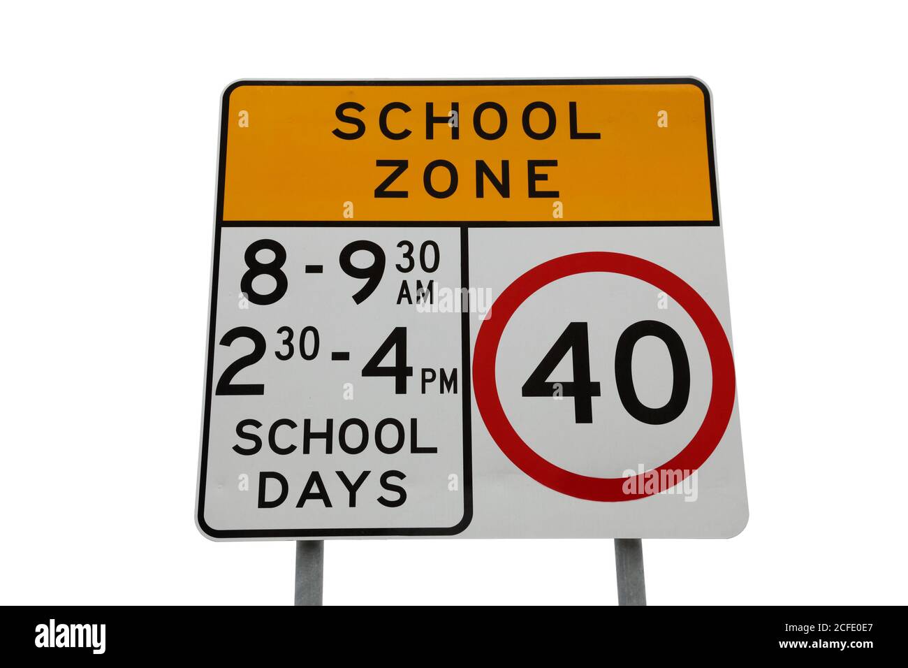 School Zone Sign isolated on white Stock Photo - Alamy