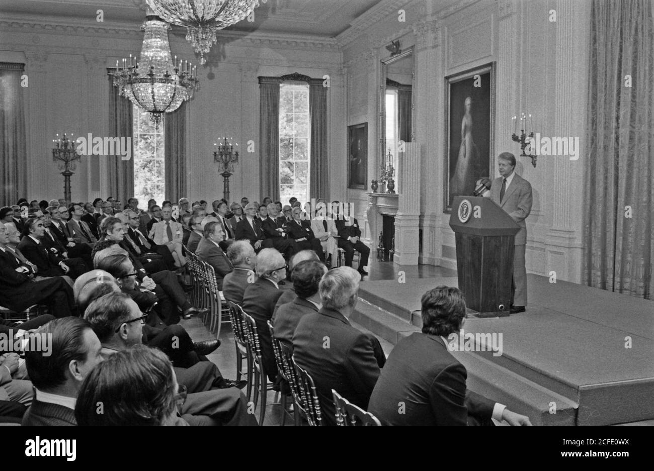 Jimmy Carter hosts Trilateral Commission Meeting ca. 12 June 1978 Stock ...
