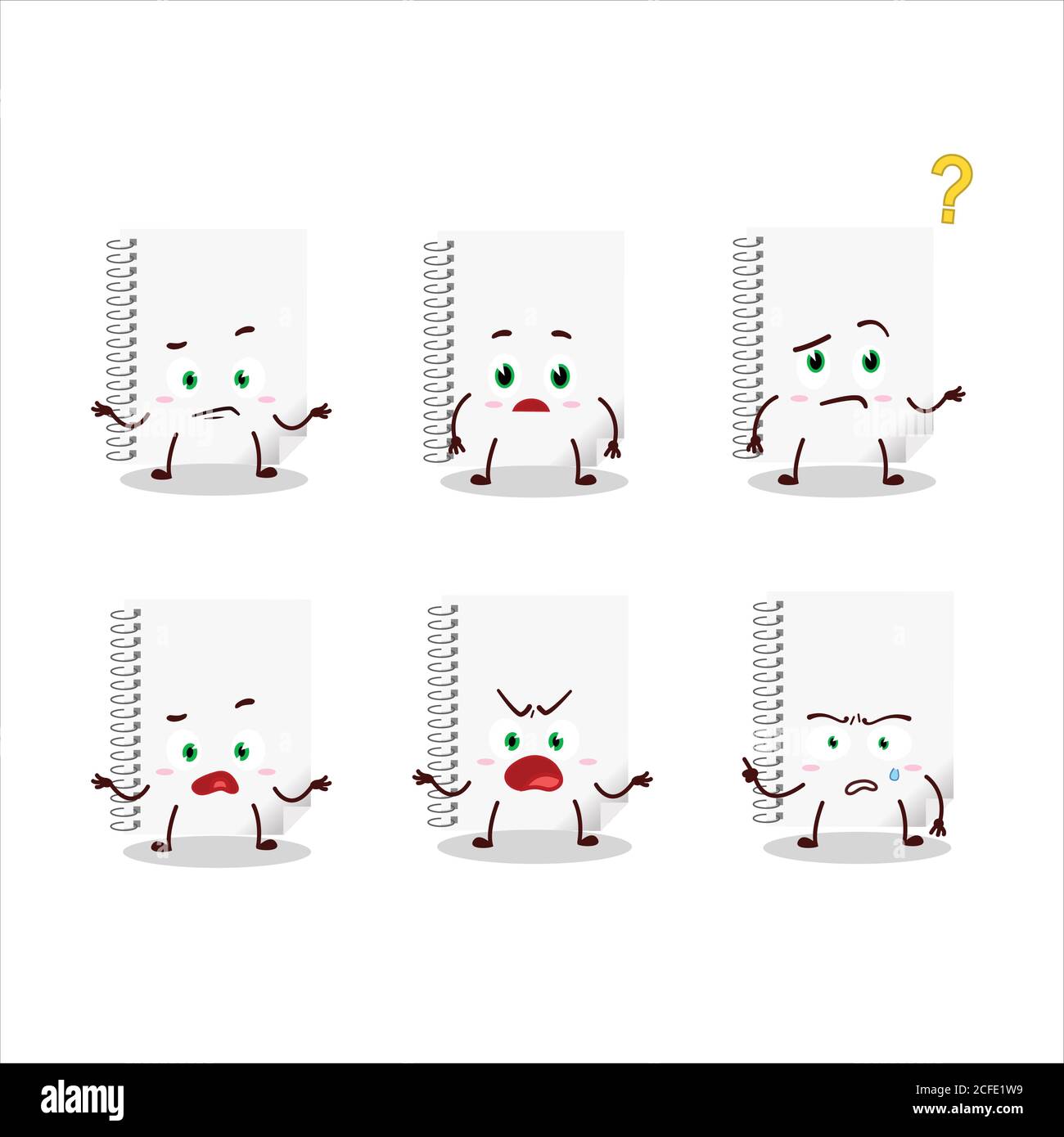 Cartoon character of spiral blank white notebooks with what expression ...