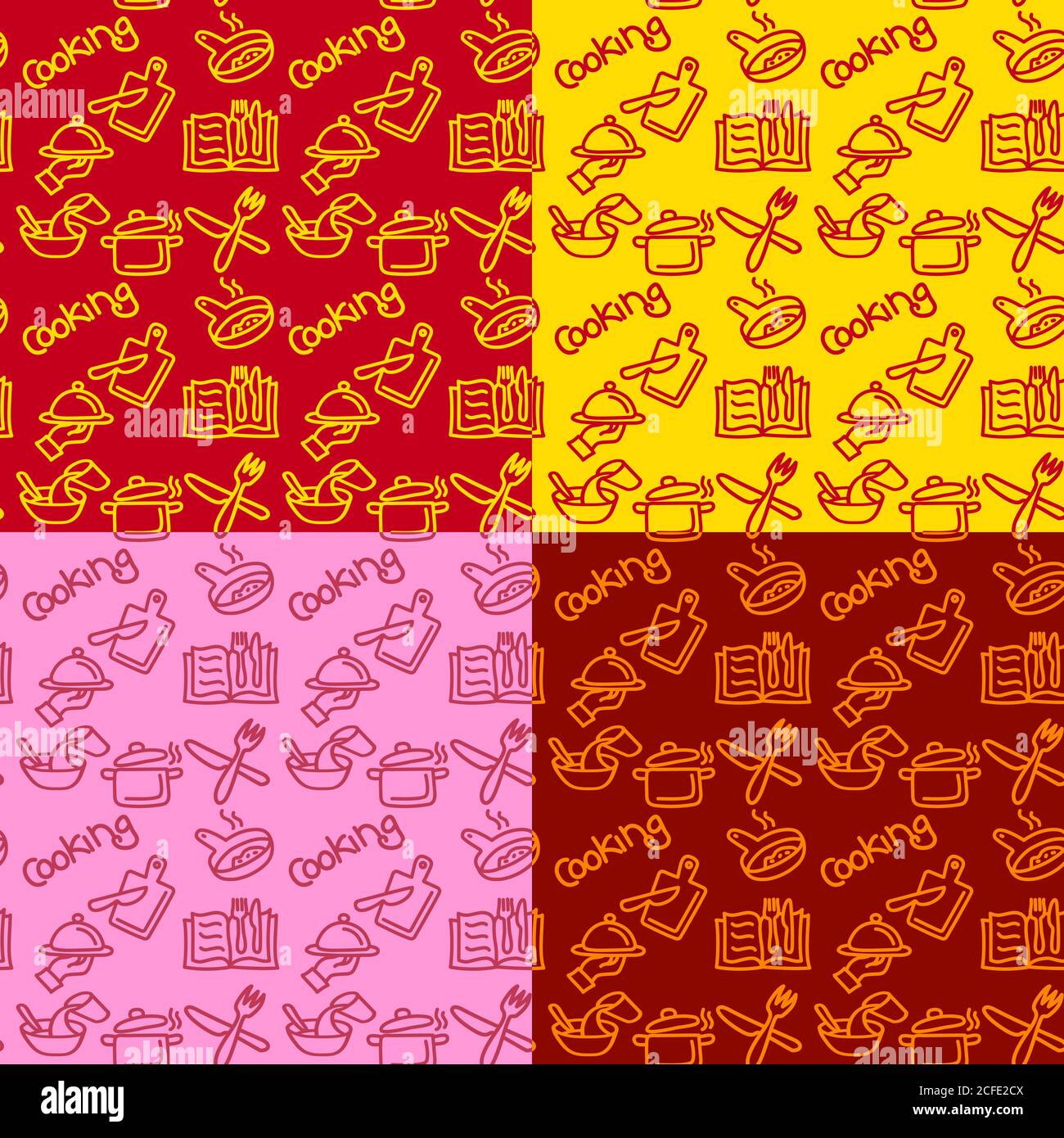 cooking seamless patterns icons background, included four vector ...