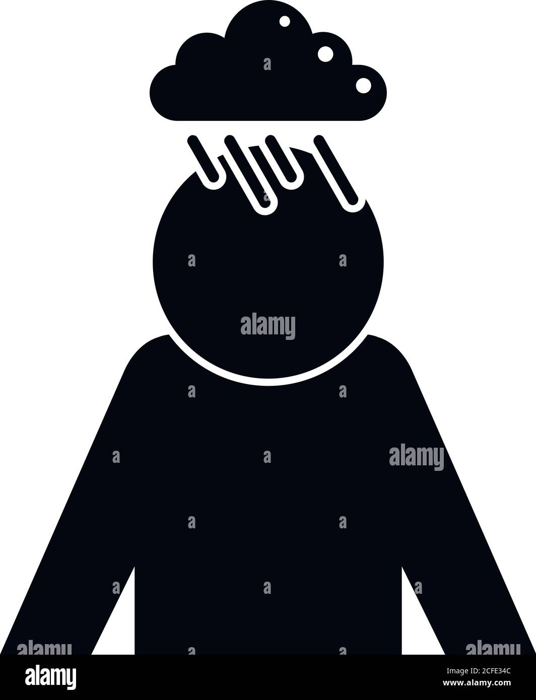 Stress head rain icon. Simple illustration of stress head rain vector ...