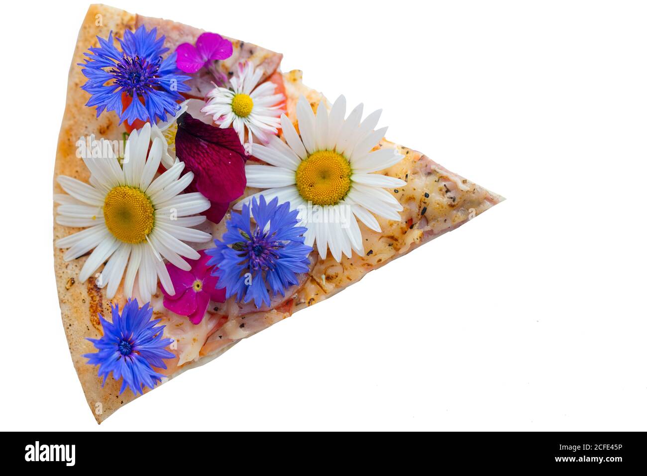 Creative pizza piece covered with colorful flowers Stock Photo - Alamy