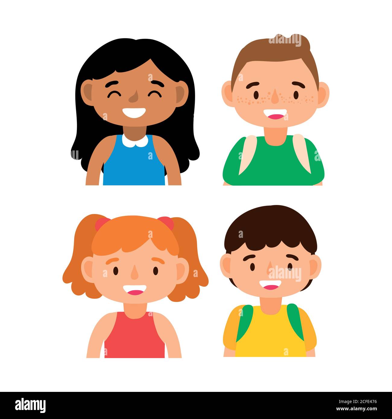 little students kids avatars characters vector illustration design ...