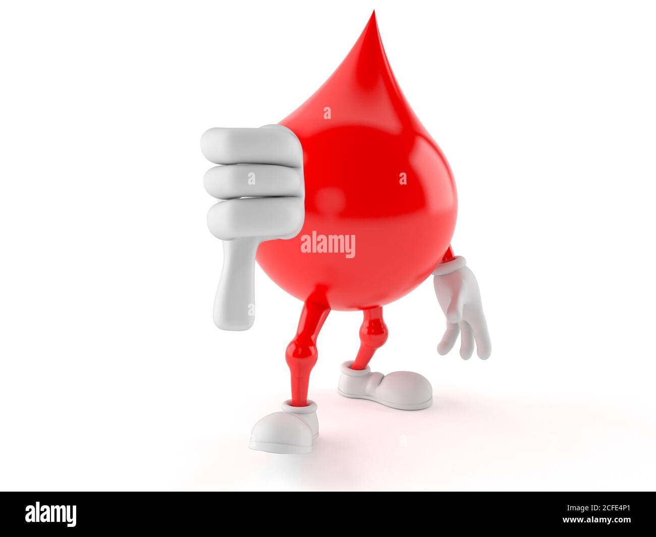 Blood drop character with thumb down isolated on white background Stock ...