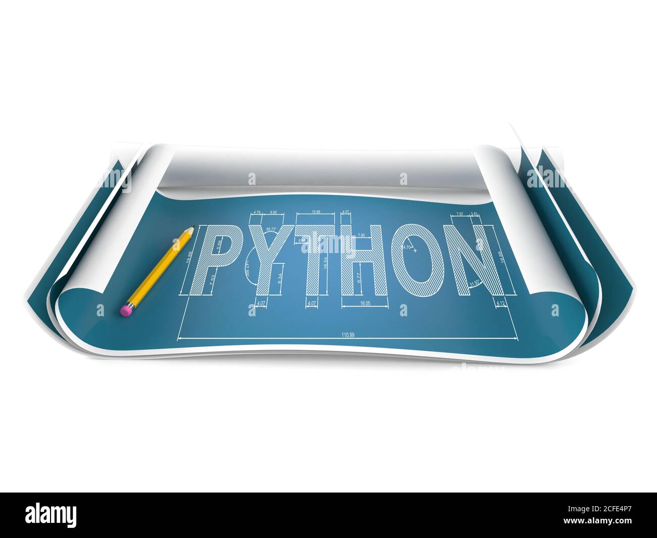 Blueprint with python text isolated on white background Stock Photo - Alamy