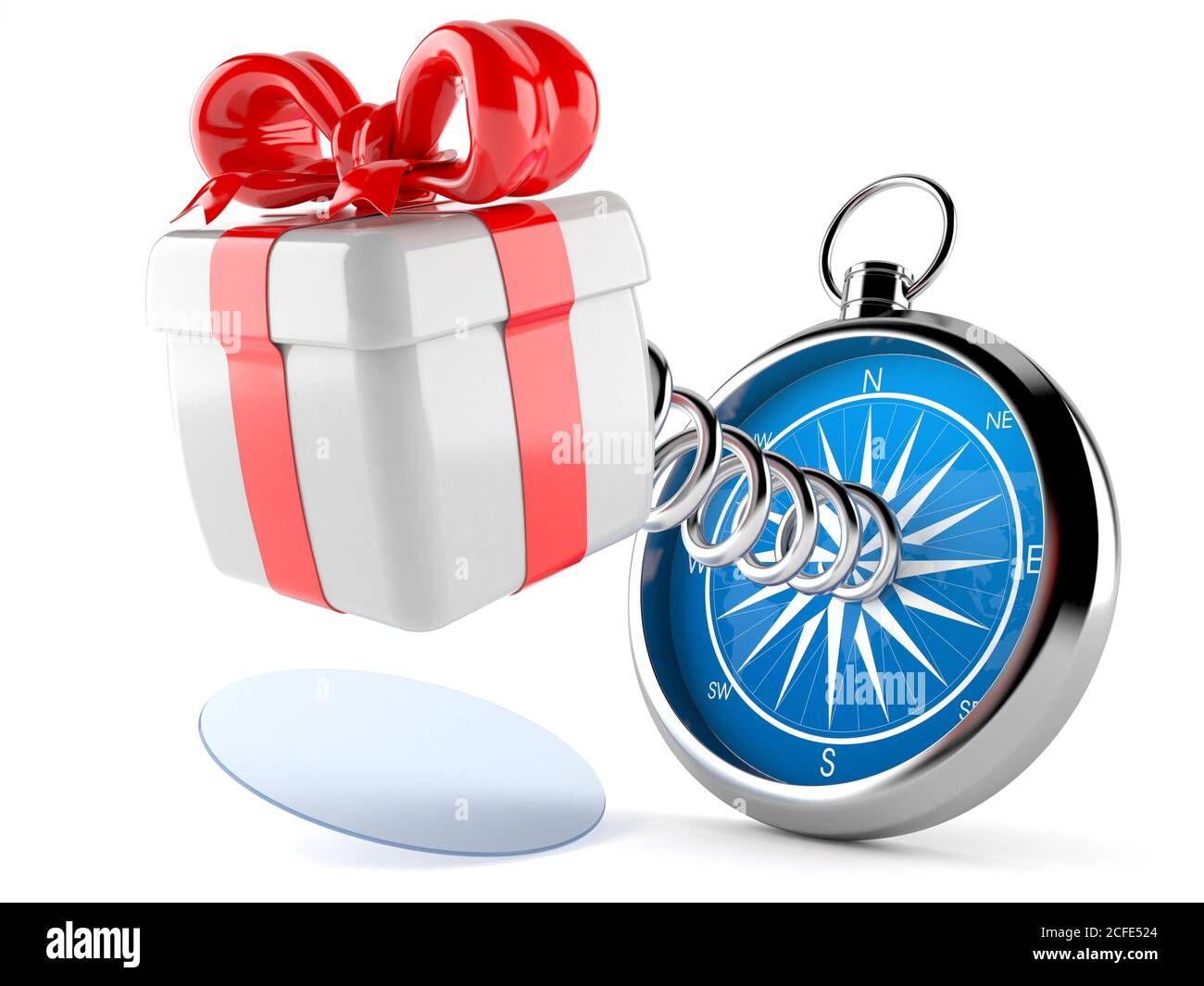 Gift with compass isolated on white background Stock Photo - Alamy
