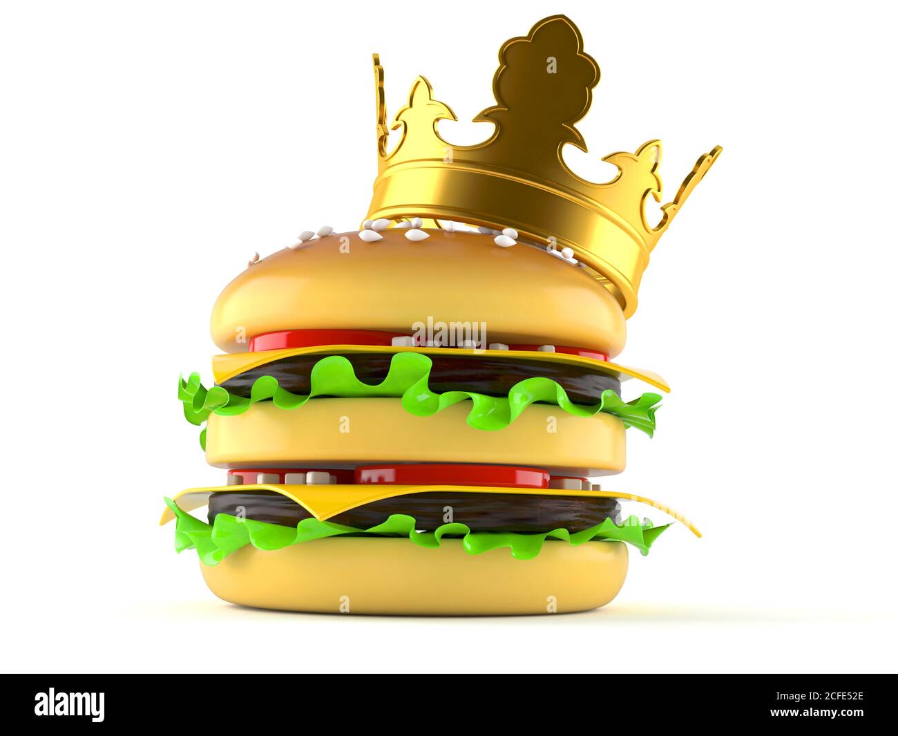 Hamburger with crown isolated on white background Stock Photo - Alamy