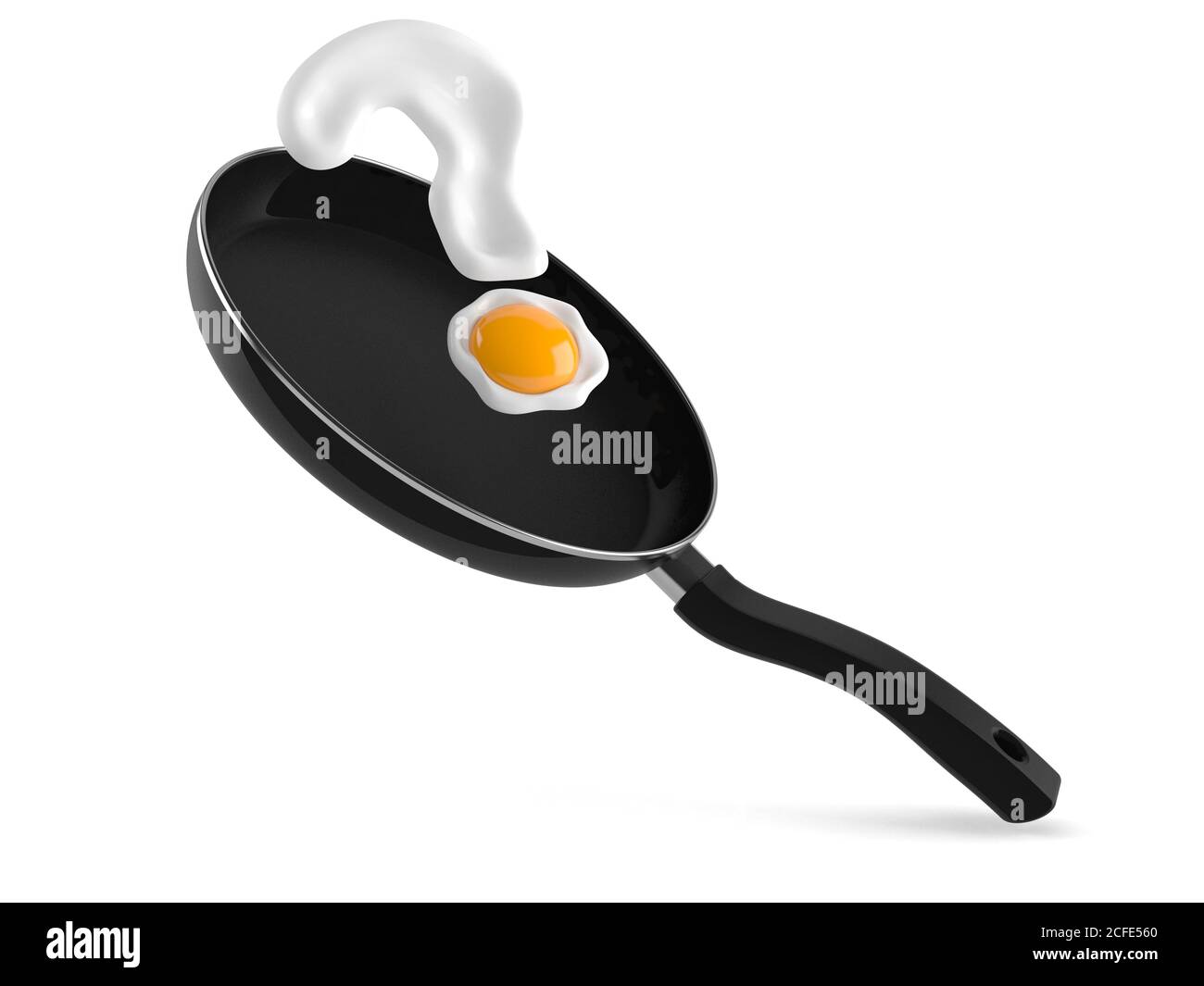 Pan with question mark isolated on white background Stock Photo - Alamy