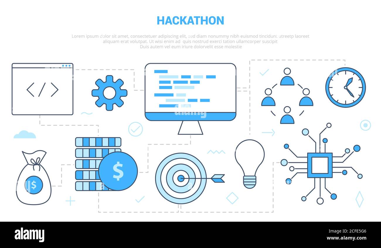 hackathon development concept with icon set template banner with modern ...
