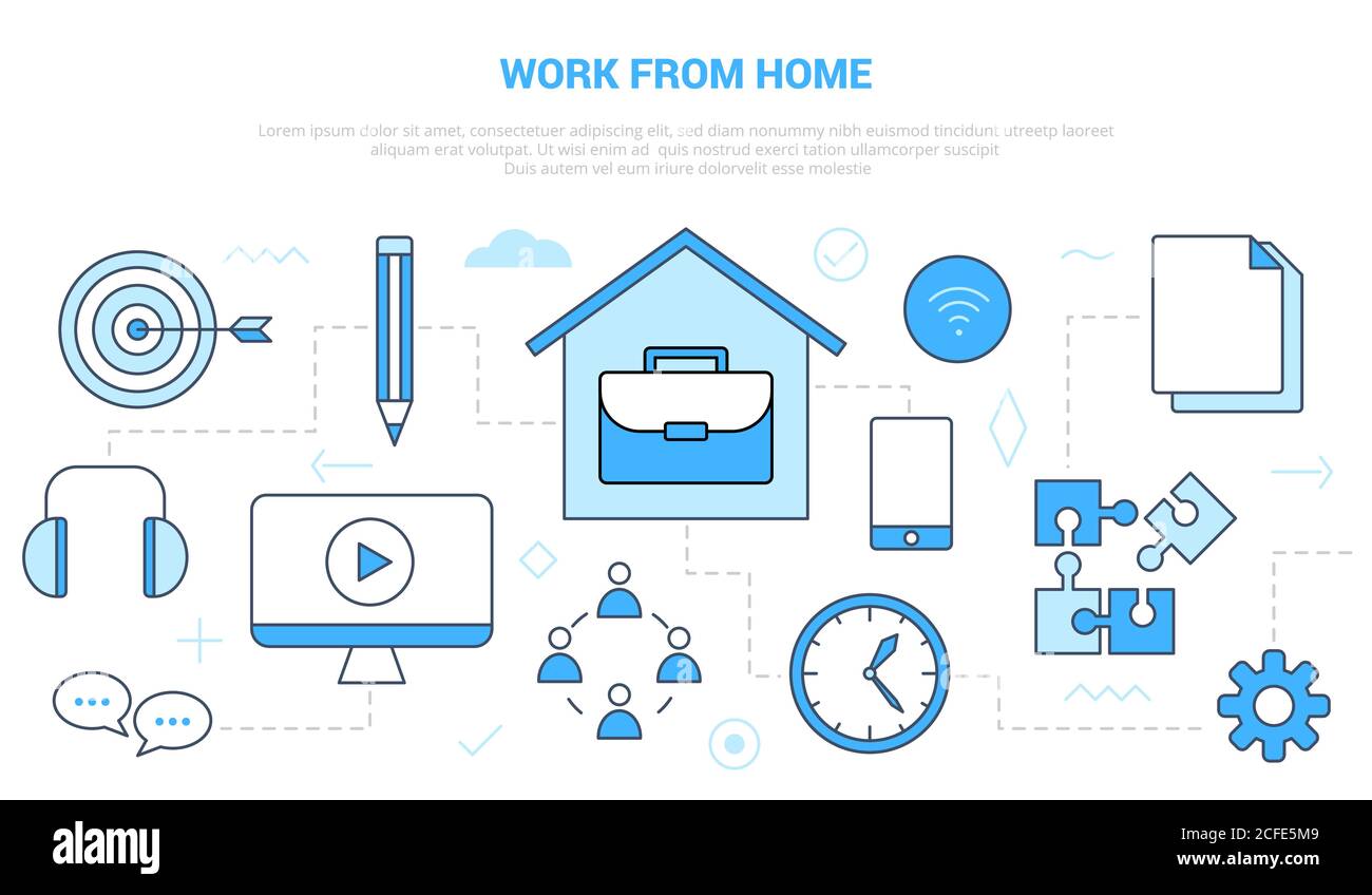 work from home wfh concept with icon set template banner with modern ...
