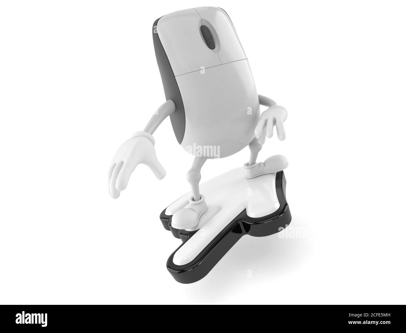 Computer mouse character with cursor isolated on white background Stock ...