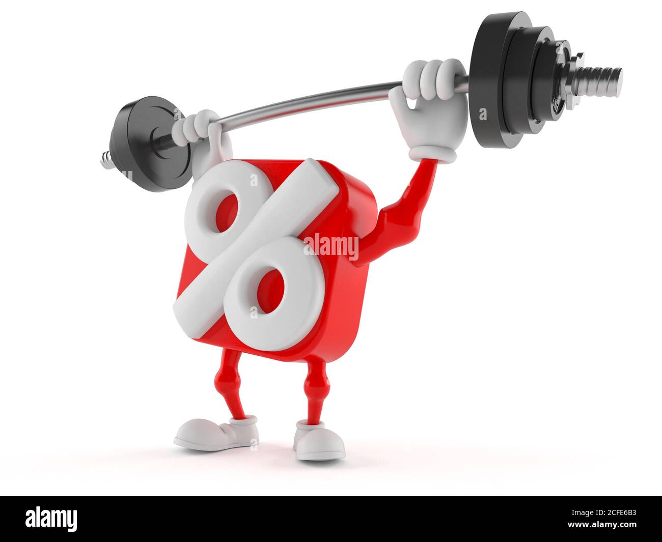 Percent character holding barbell isolated on white background Stock ...