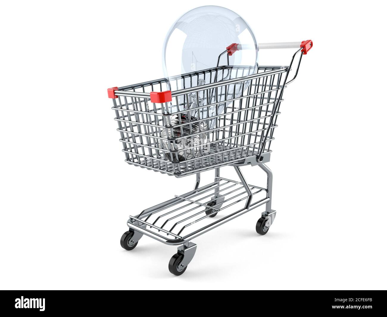 Shopping cart with Light bulb isolated on white background Stock Photo ...