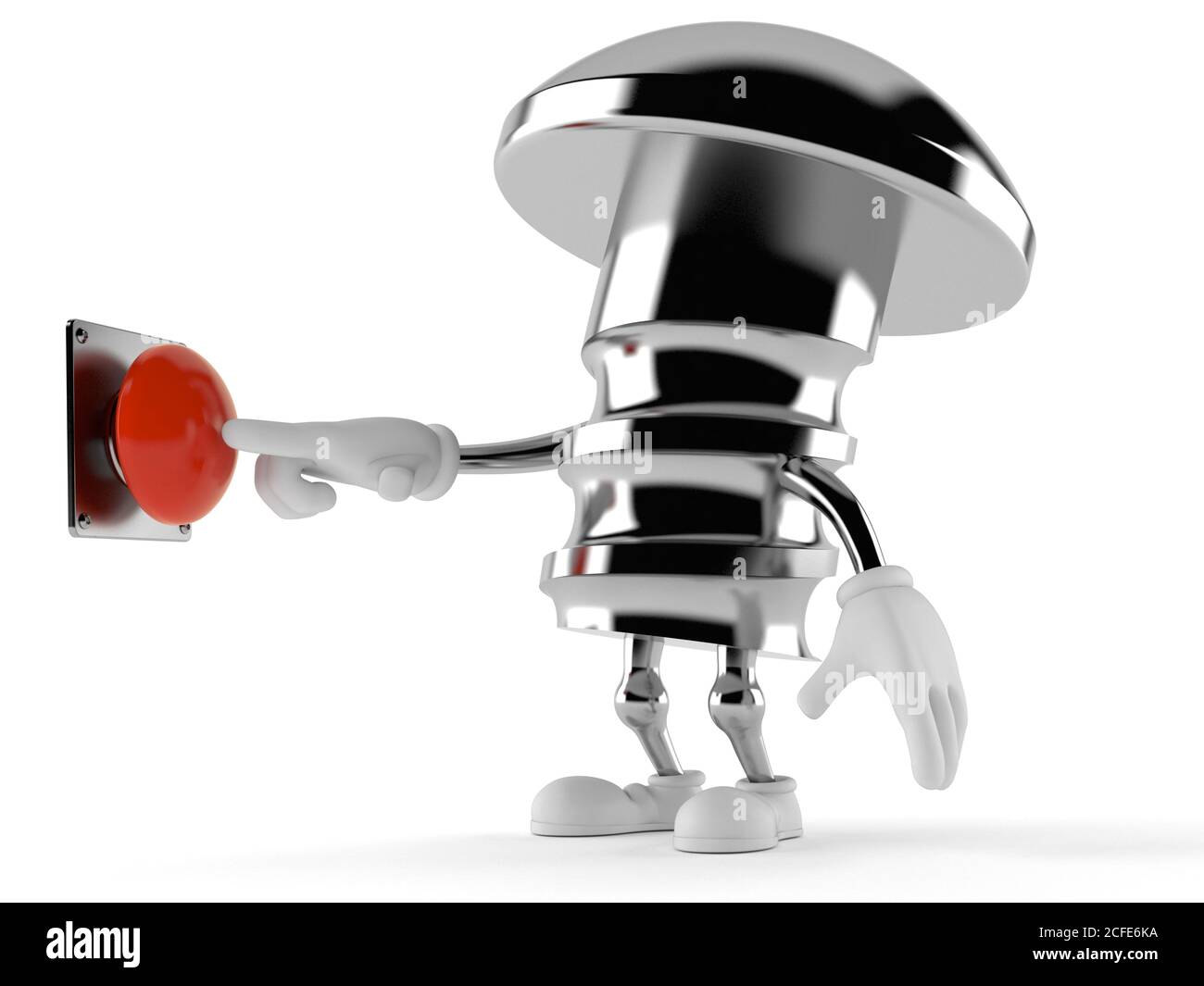 Bolt character pushing button isolated on white background Stock Photo ...