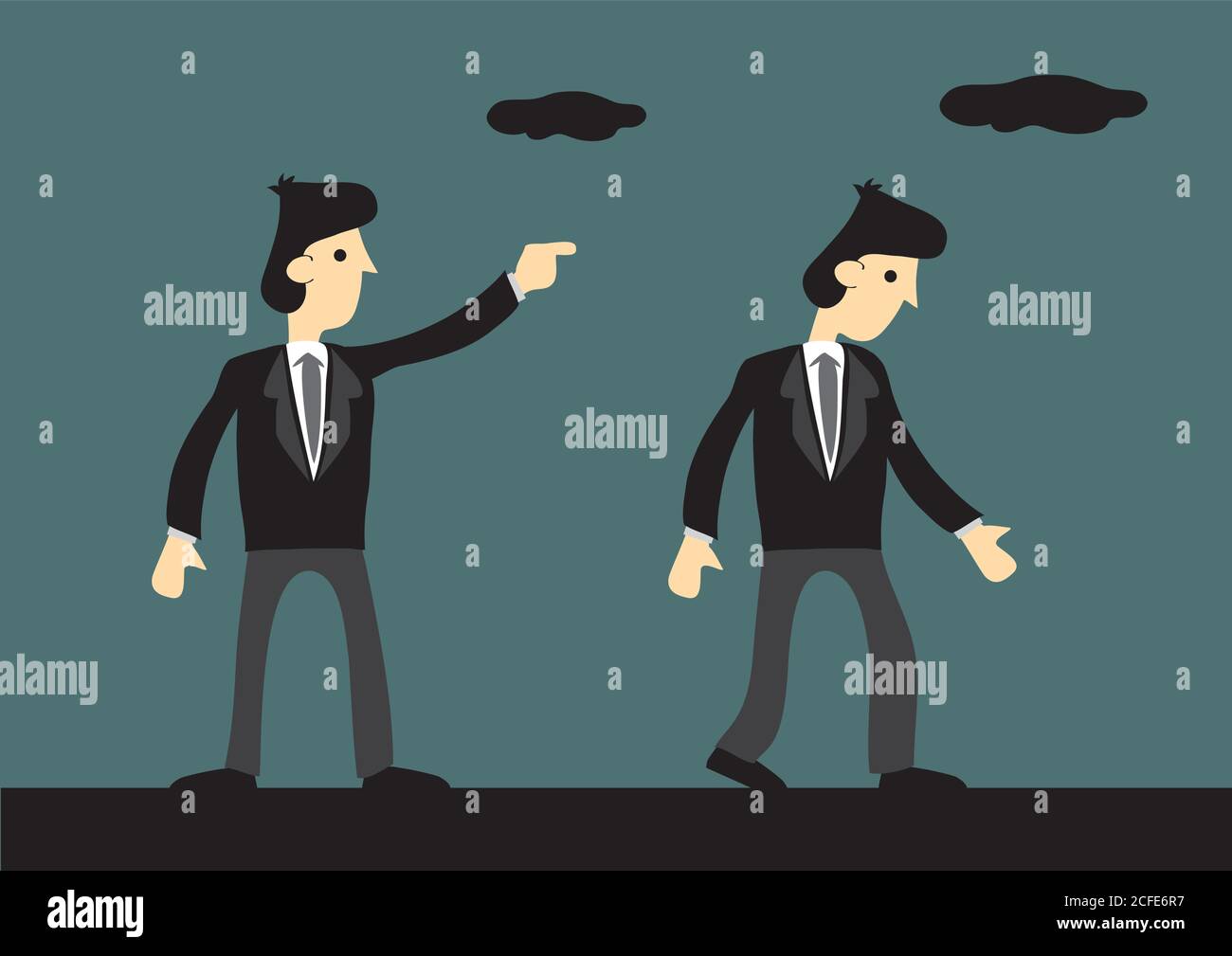 Vector illustration of businessman pointing with finger giving ...