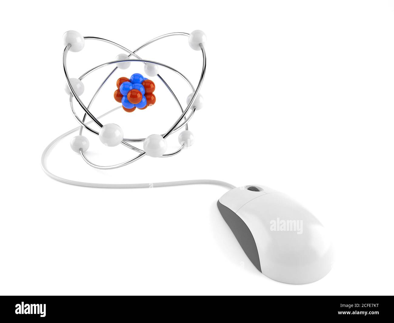 Atom model with computer mouse isolated on white background Stock Photo ...