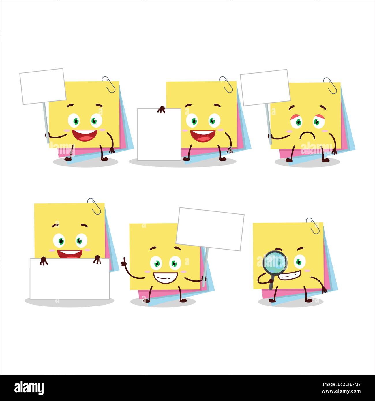 Sticky notes paper cartoon character bring information board Stock ...