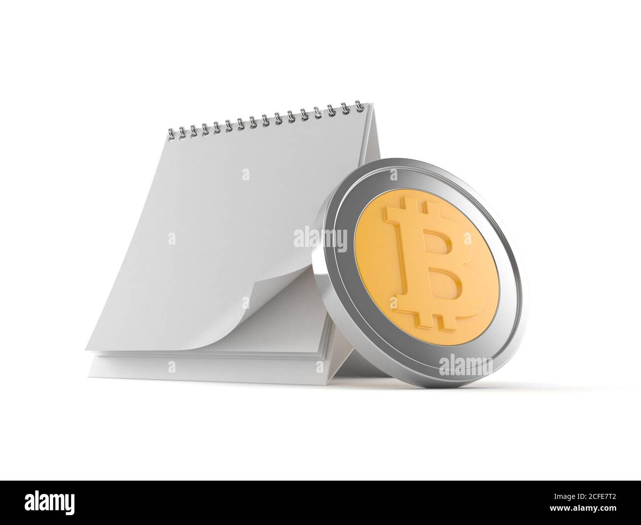 Bitcoin with blank calendar isolated on white background Stock Photo ...