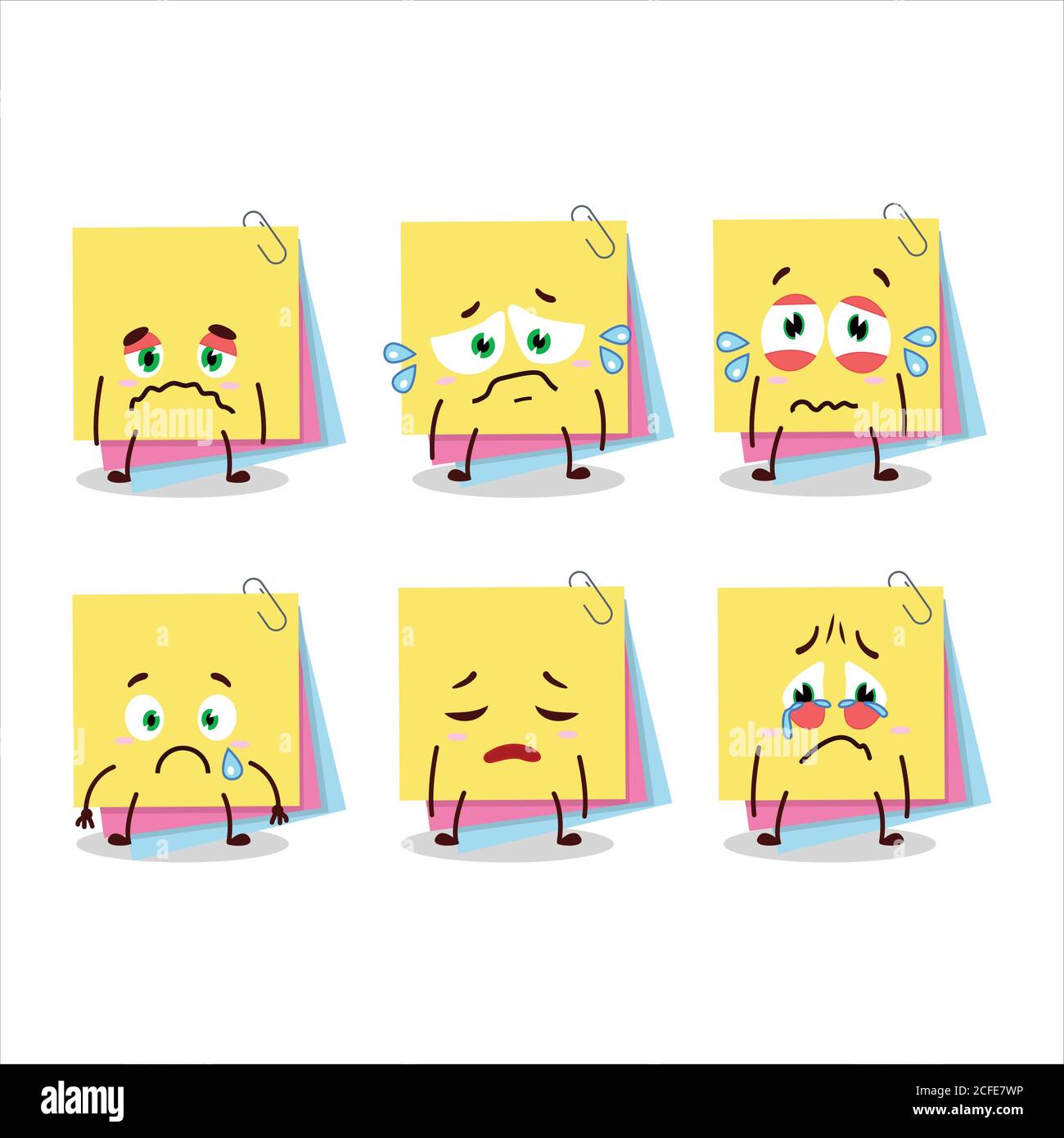 Sticky notes paper cartoon character with sad expression Stock Vector ...