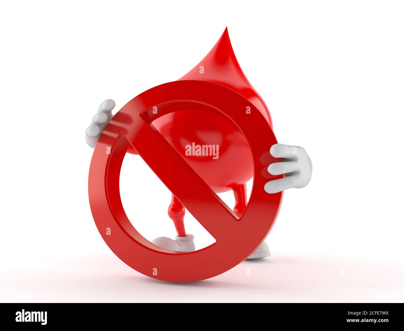Blood drop character with forbidden sign isolated on white background ...