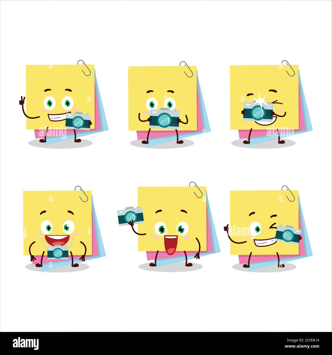Photographer profession emoticon with sticky notes paper cartoon ...