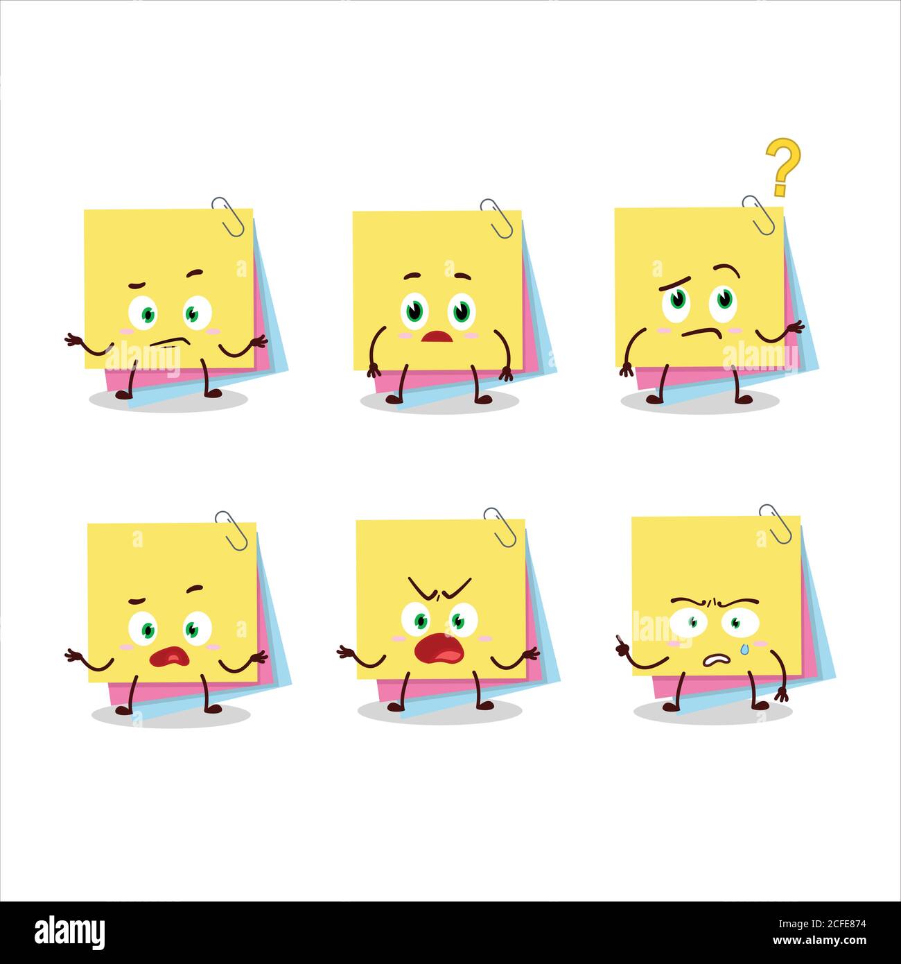 Cartoon character of sticky notes paper with what expression Stock ...