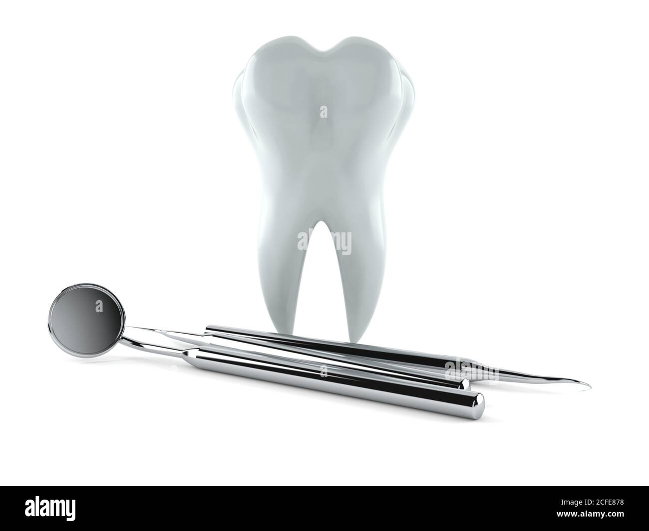 Tooth with dental tools isolated on white background Stock Photo - Alamy