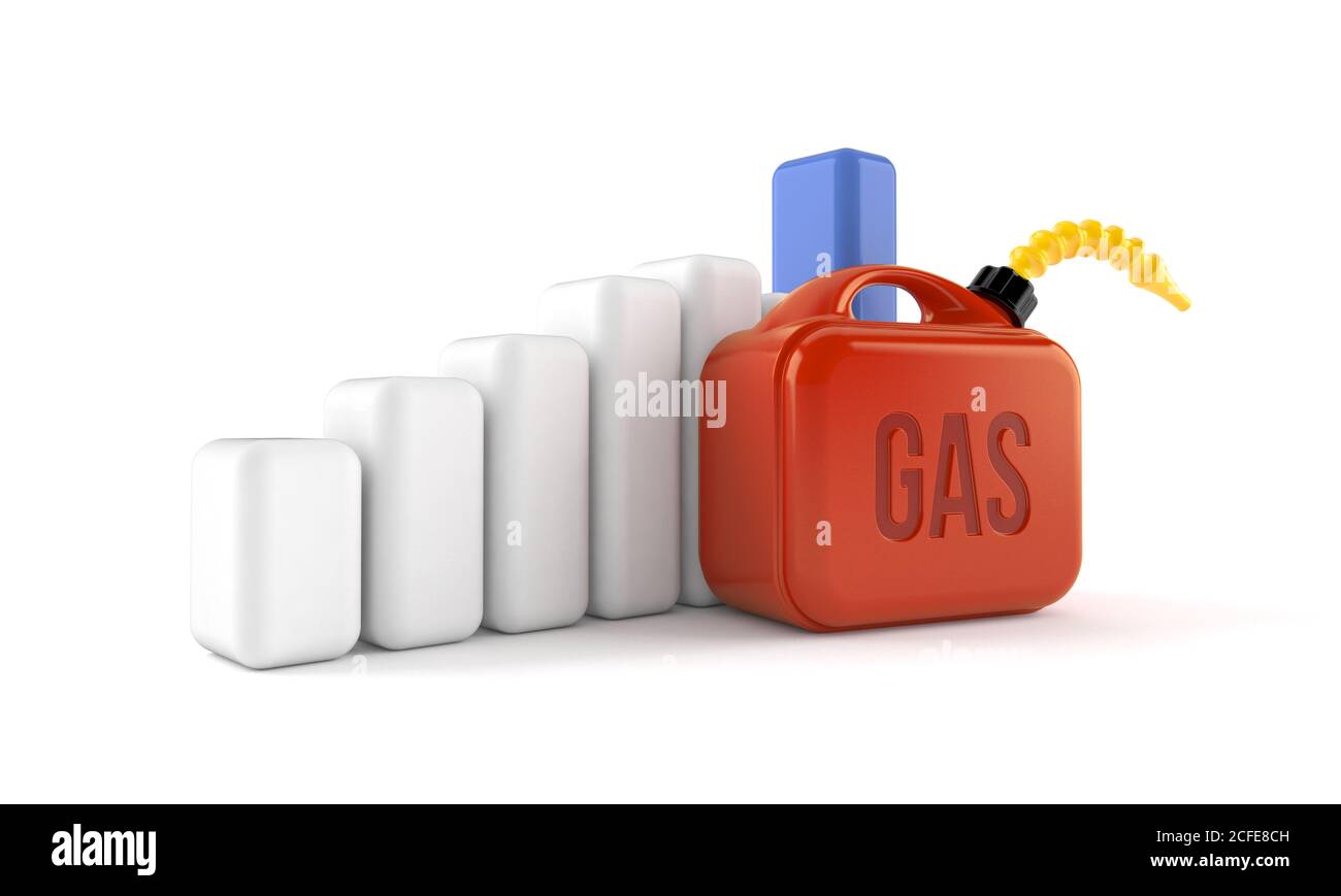 Gasoline can with chart isolated on white background Stock Photo - Alamy