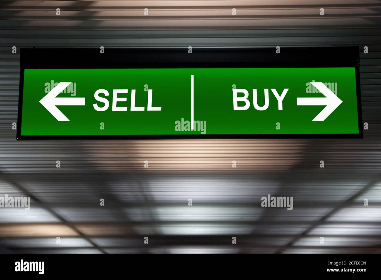 Financial concept. Sell and Buy Arrows sign, indicated stock market ...
