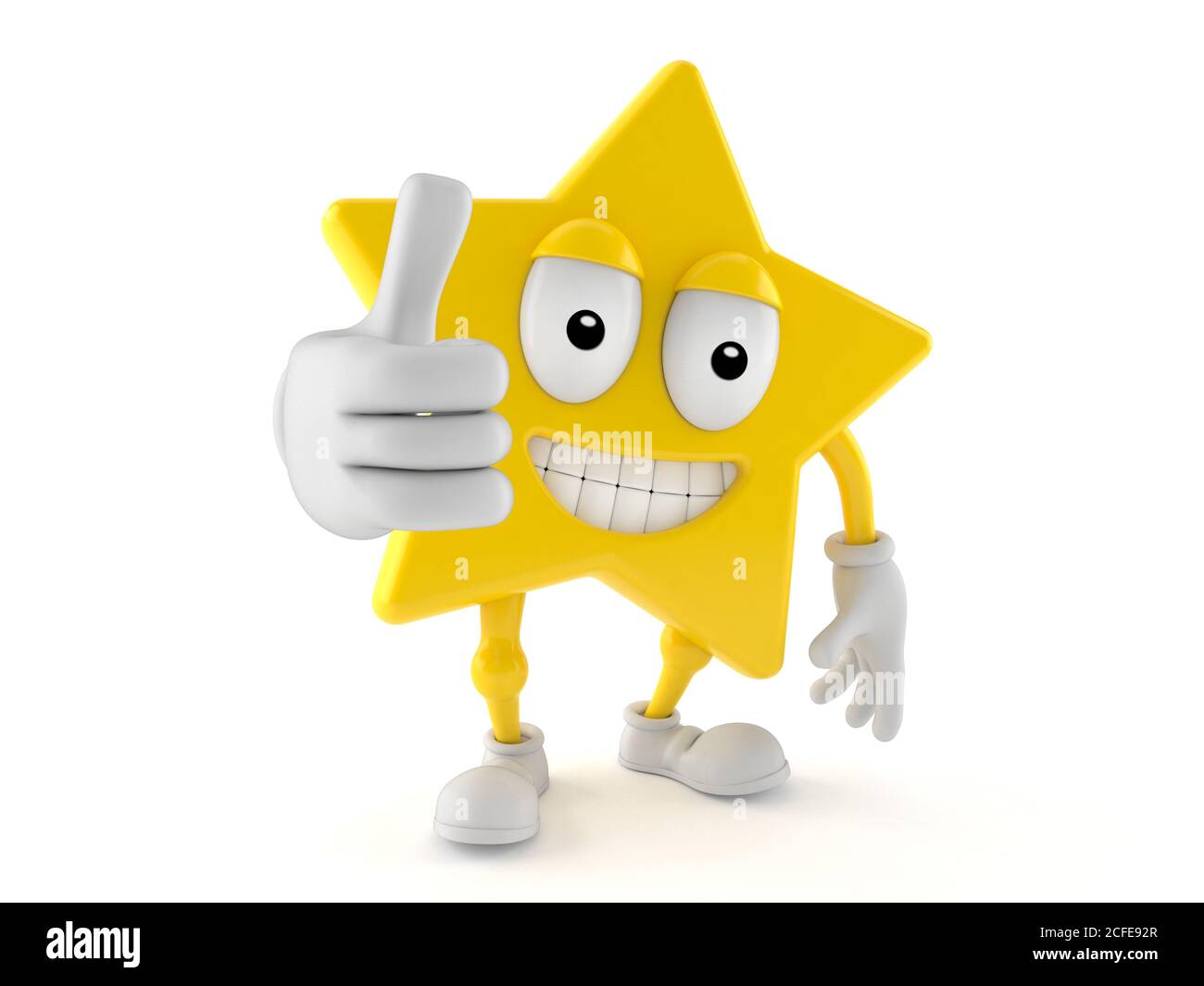 Star character with thumbs up gesture isolated on white background ...