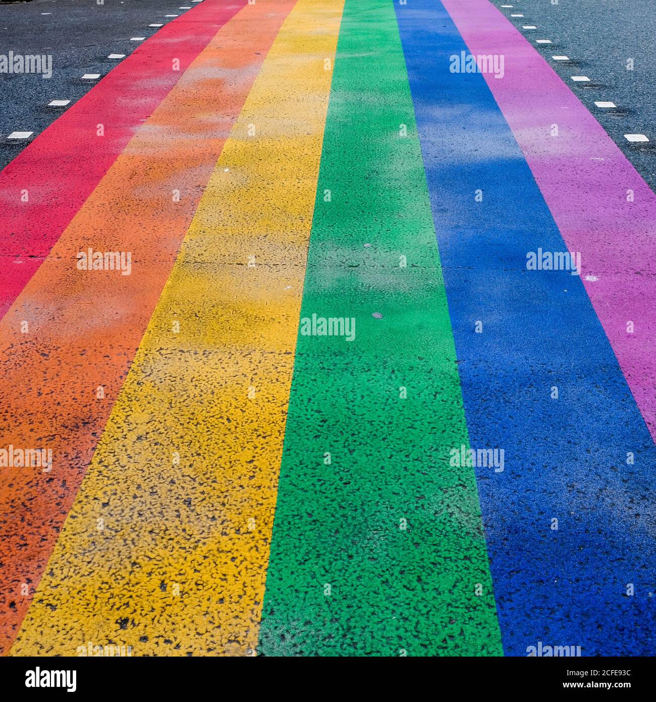 Colourful Rainbow Painted Road Crossing For The NHS With No People ...