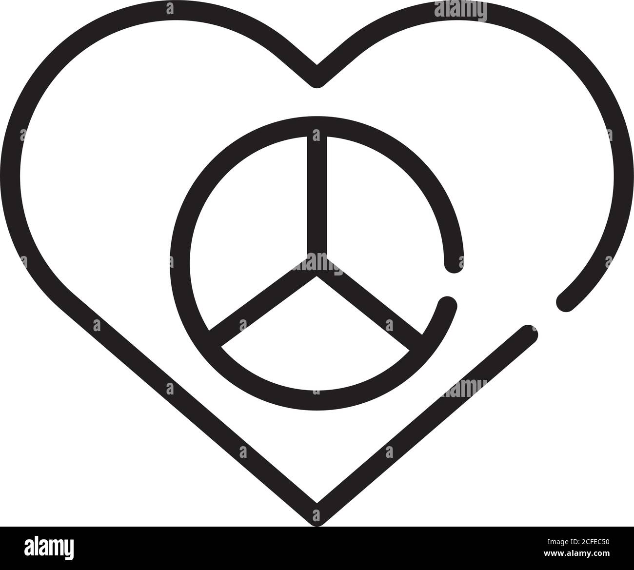 peace and love symbol in heart line style icon vector illustration ...