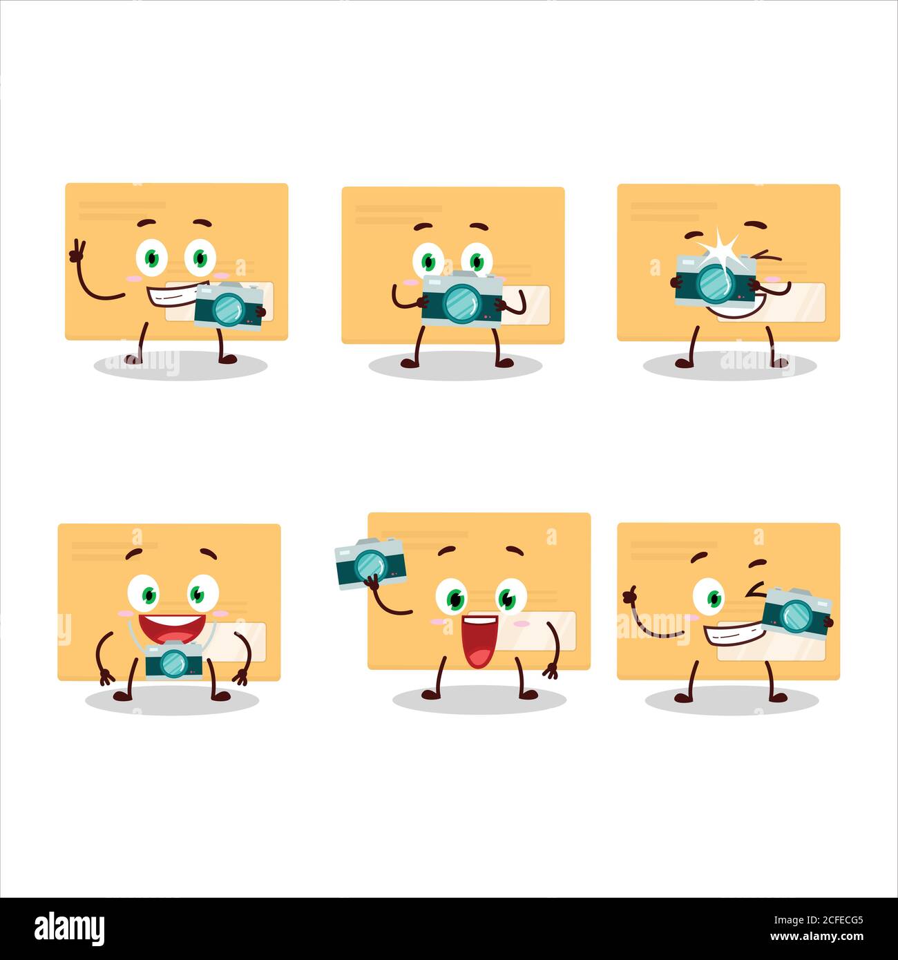 Photographer profession emoticon with brown rectangle envelope cartoon ...