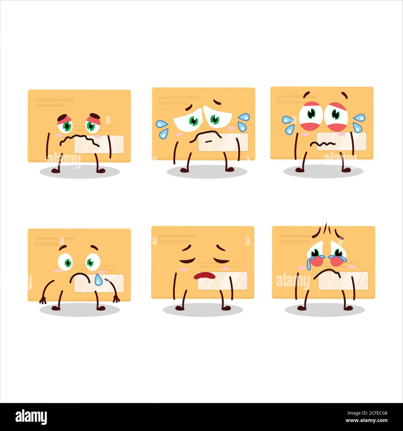 Brown rectangle envelope cartoon character with sad expression Stock ...