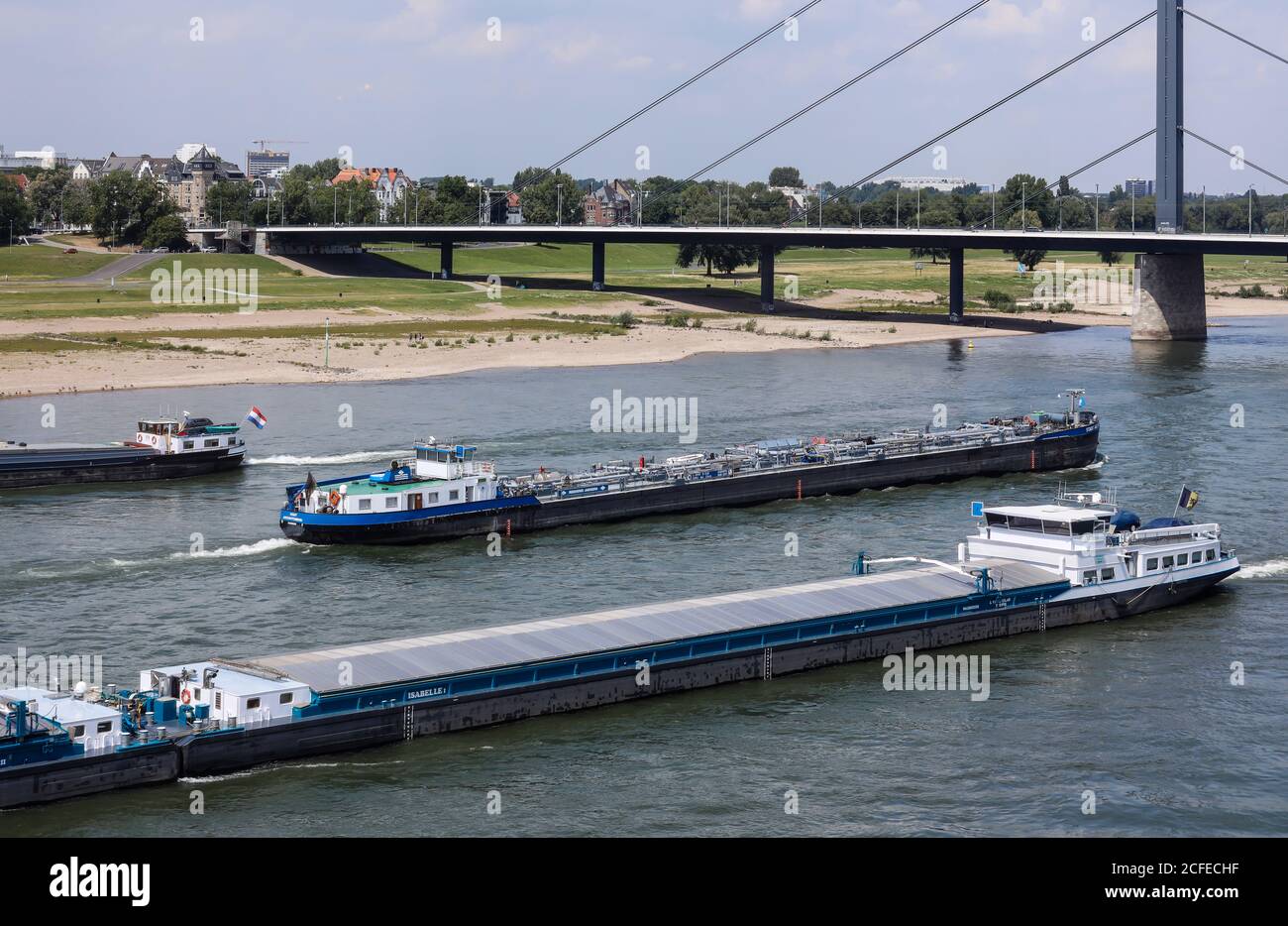 Duesseldorf, North Rhine-Westphalia, Germany - Cargo ships on the Rhine ...