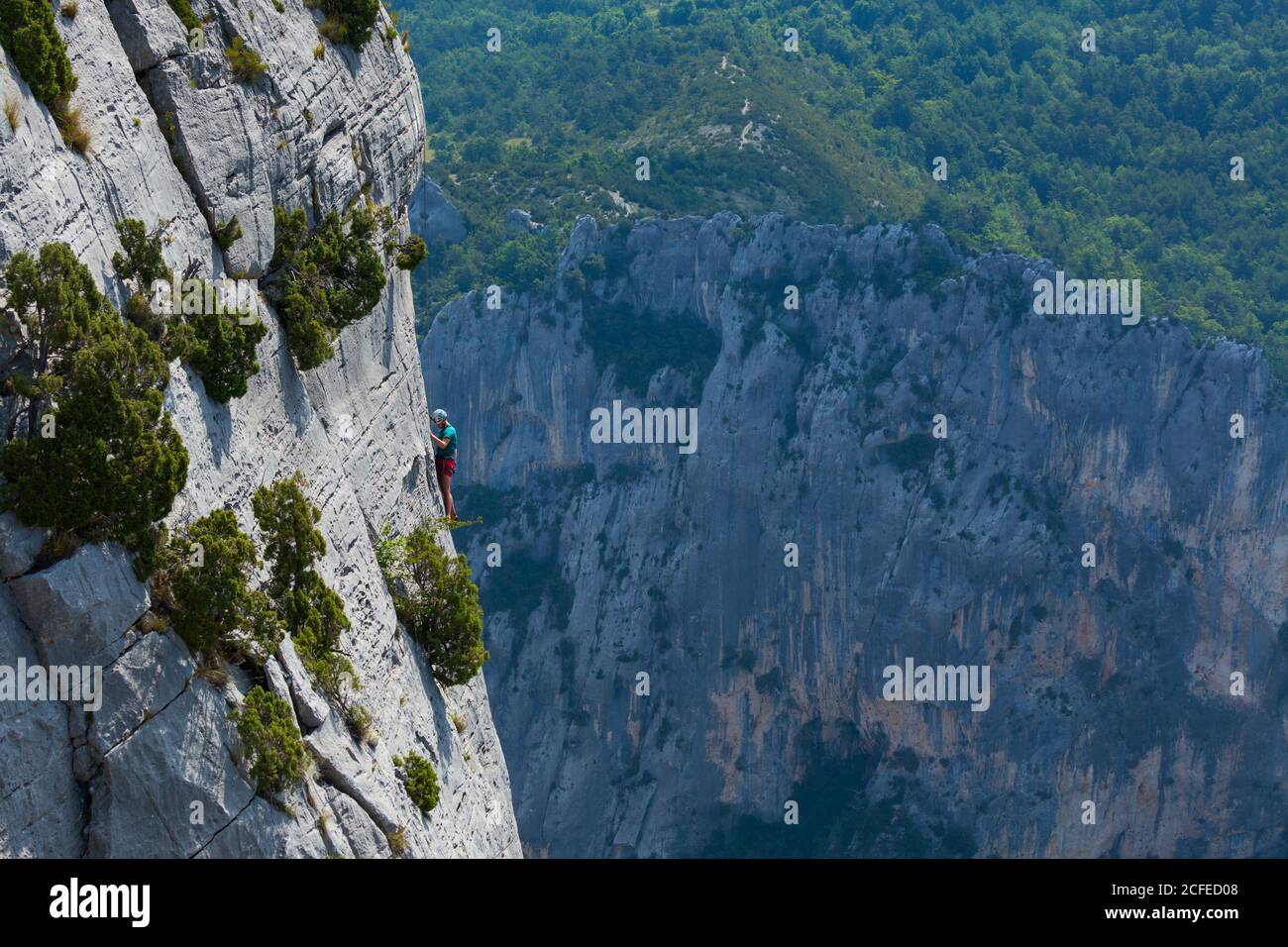 Climbing, Gorges du Verdon Natural Park, Alpes Haute Provence, France ...