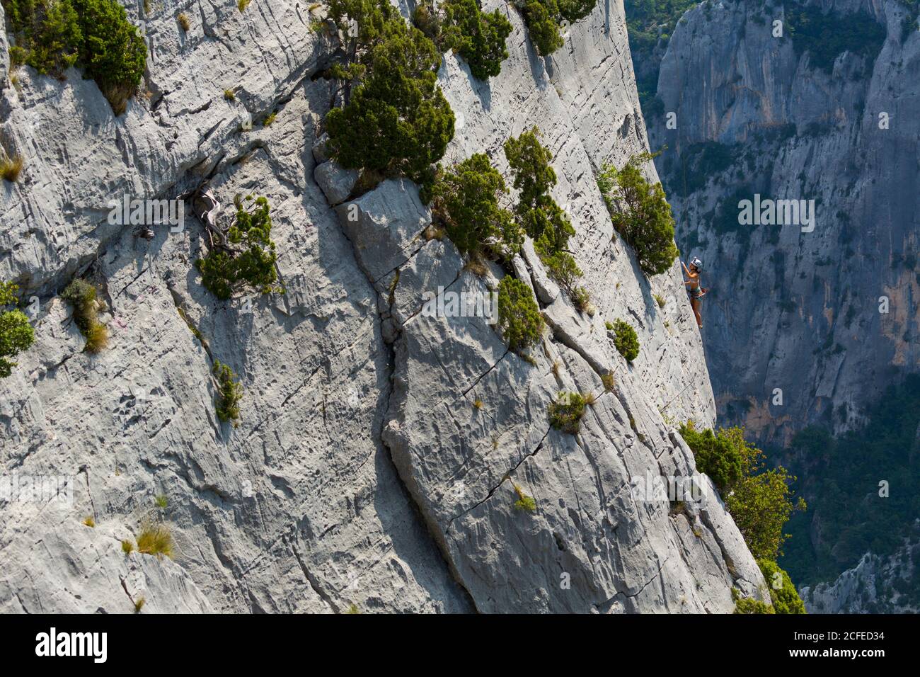 Climbing, Gorges du Verdon Natural Park, Alpes Haute Provence, France ...