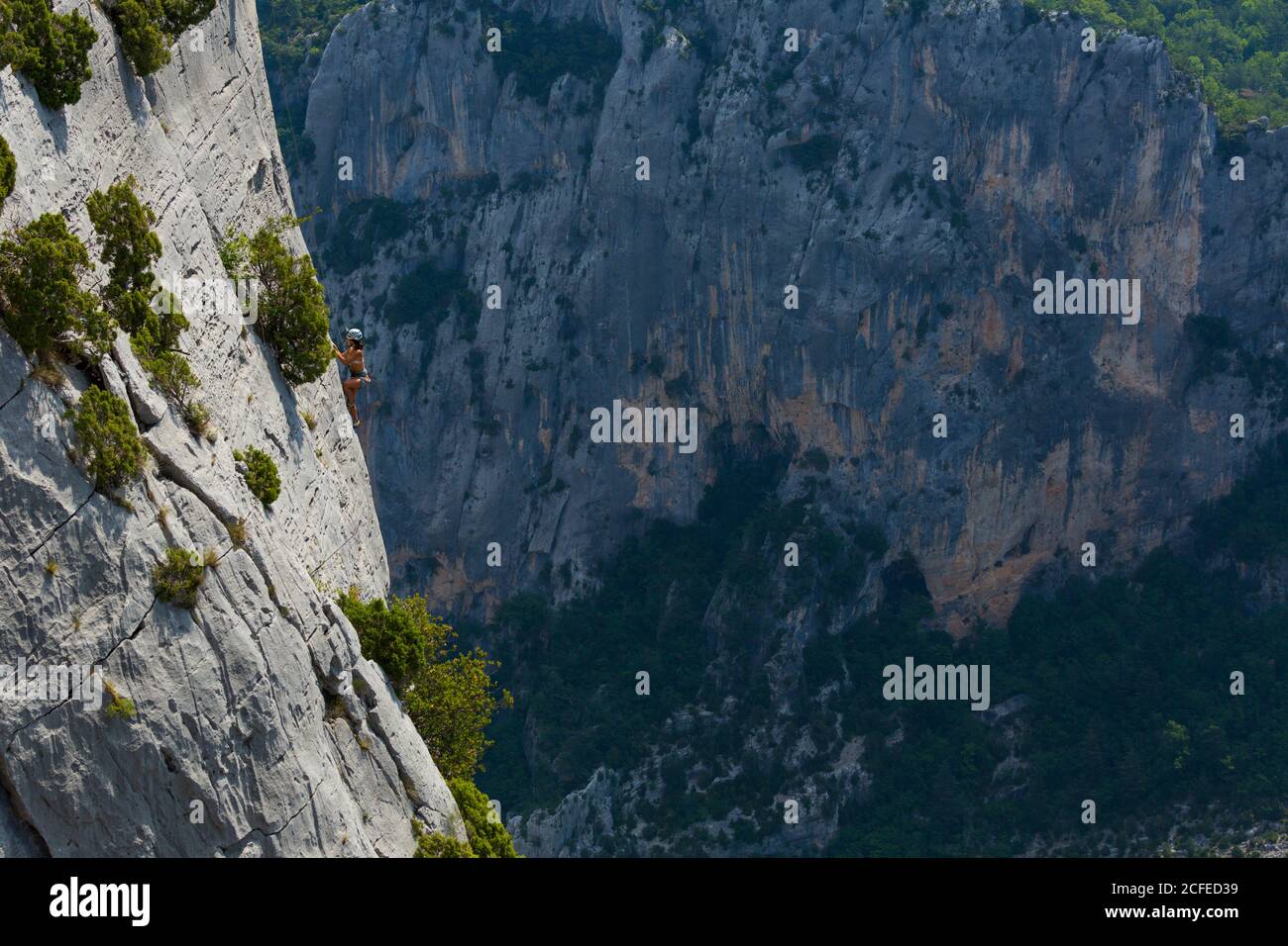 Climbing, Gorges du Verdon Natural Park, Alpes Haute Provence, France ...