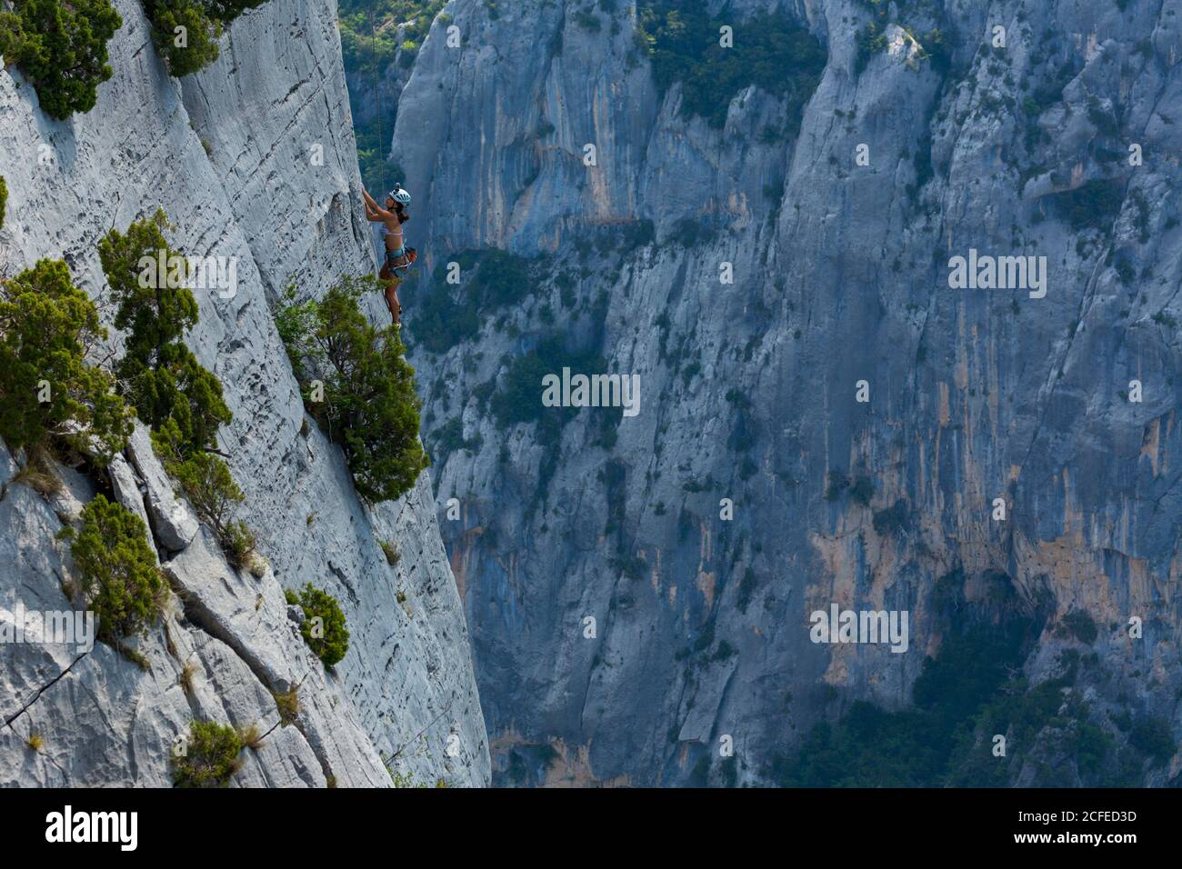 Climbing, Gorges du Verdon Natural Park, Alpes Haute Provence, France ...