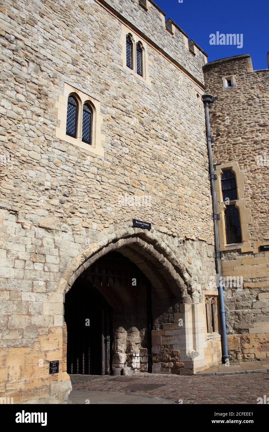 Bloody Tower of the Tower of London fort England UK built by William ...
