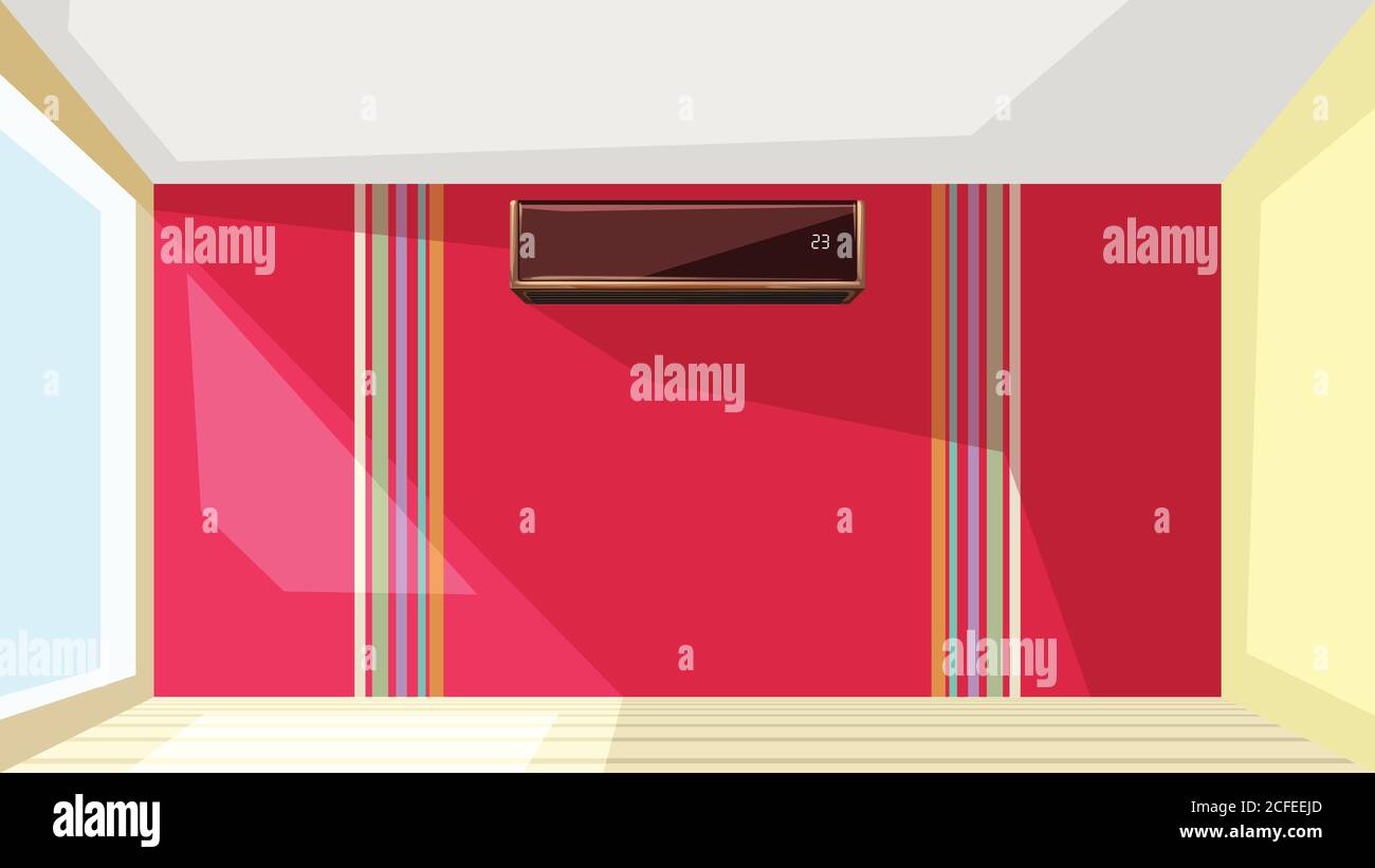 brown air conditioner in bright modern interior Stock Vector Image ...