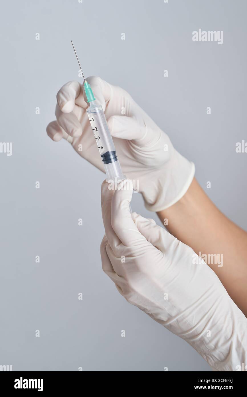 Close up shot sterile syringe hi-res stock photography and images - Alamy
