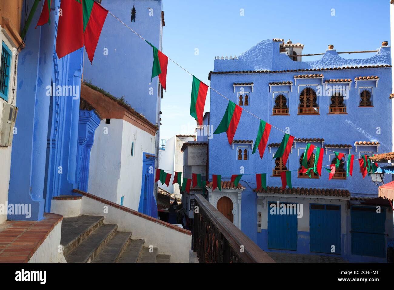 Traditional moroccan architectural color of the buildings in the blue ...