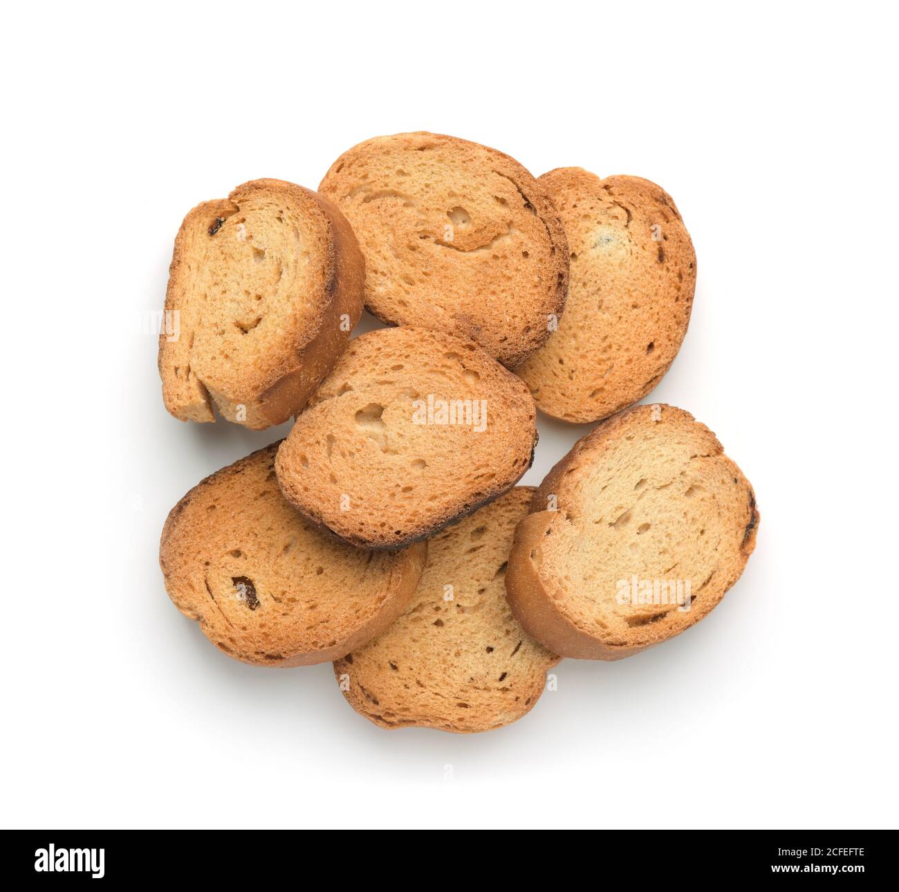 Top view of wheat baked rusks isolated on white Stock Photo - Alamy