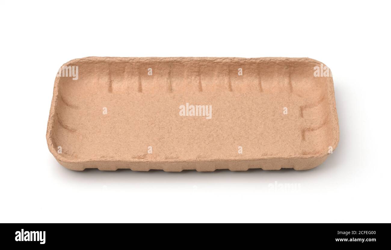 Front view of empty pulp paper food tray isolated on white Stock Photo ...