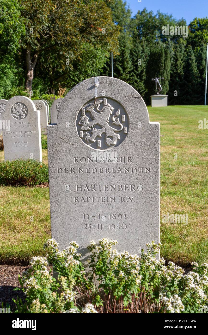 Detail of a headstone in the Mill Hill Dutch War Cemetery, Mill Hill ...