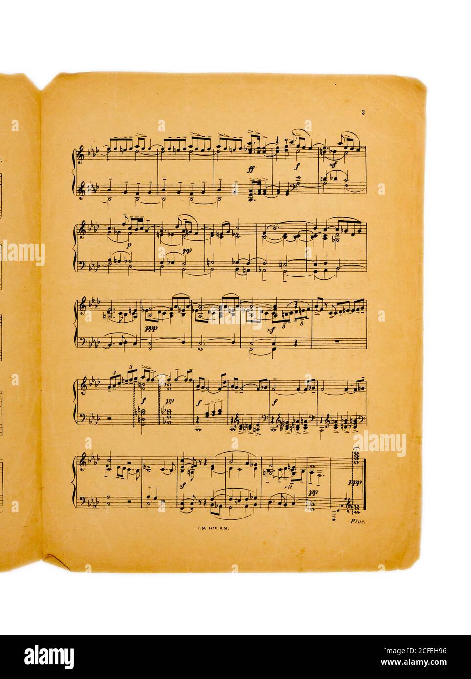 Sheet music "Romance" by composer Sergei Vasilyevich Rachmaninoff Stock ...